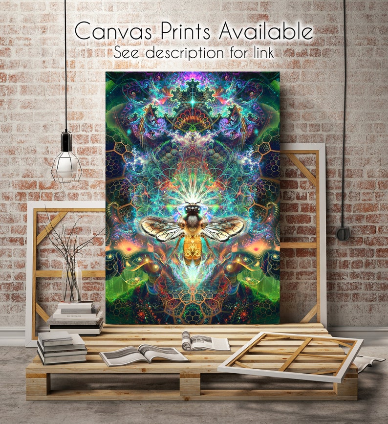 Bee TAPESTRY, Visionary Art, Psychedelic, Fractal, Flower of Life ...
