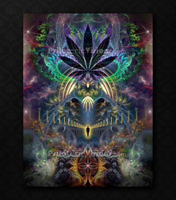 Marijuana Trippy Dark Art Motley Hallucinogenic Trippy Cannabis