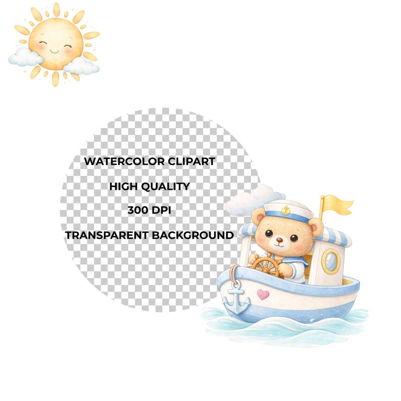Nautical Baby Clipart | Sailor Clipart Watercolor | Teddy Bear Sailor ...