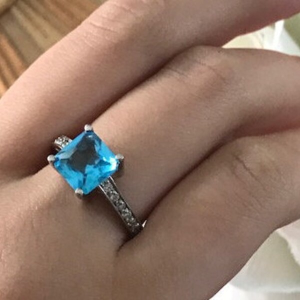 Faux Blue Topaz Ring - Etsy