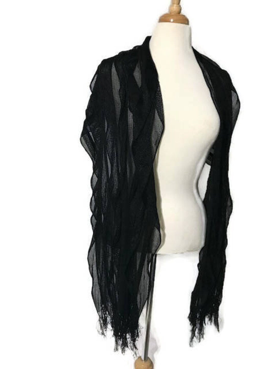 Vintage Black Scarf or Shaw Beautiful and Elegant to Wear in Two ...