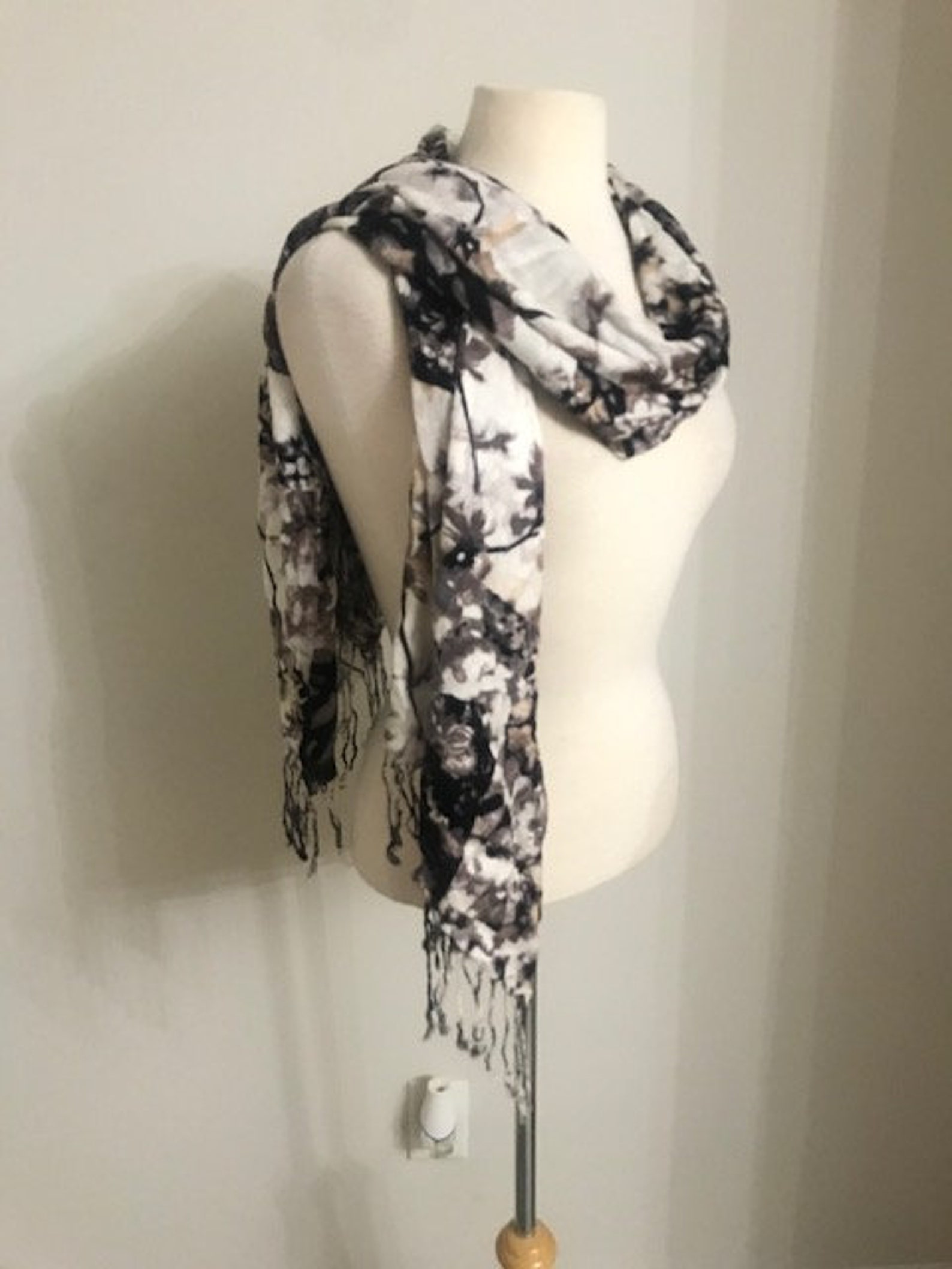 Vintage Printed Scarve Floral Long Scarve With Fringes - Etsy