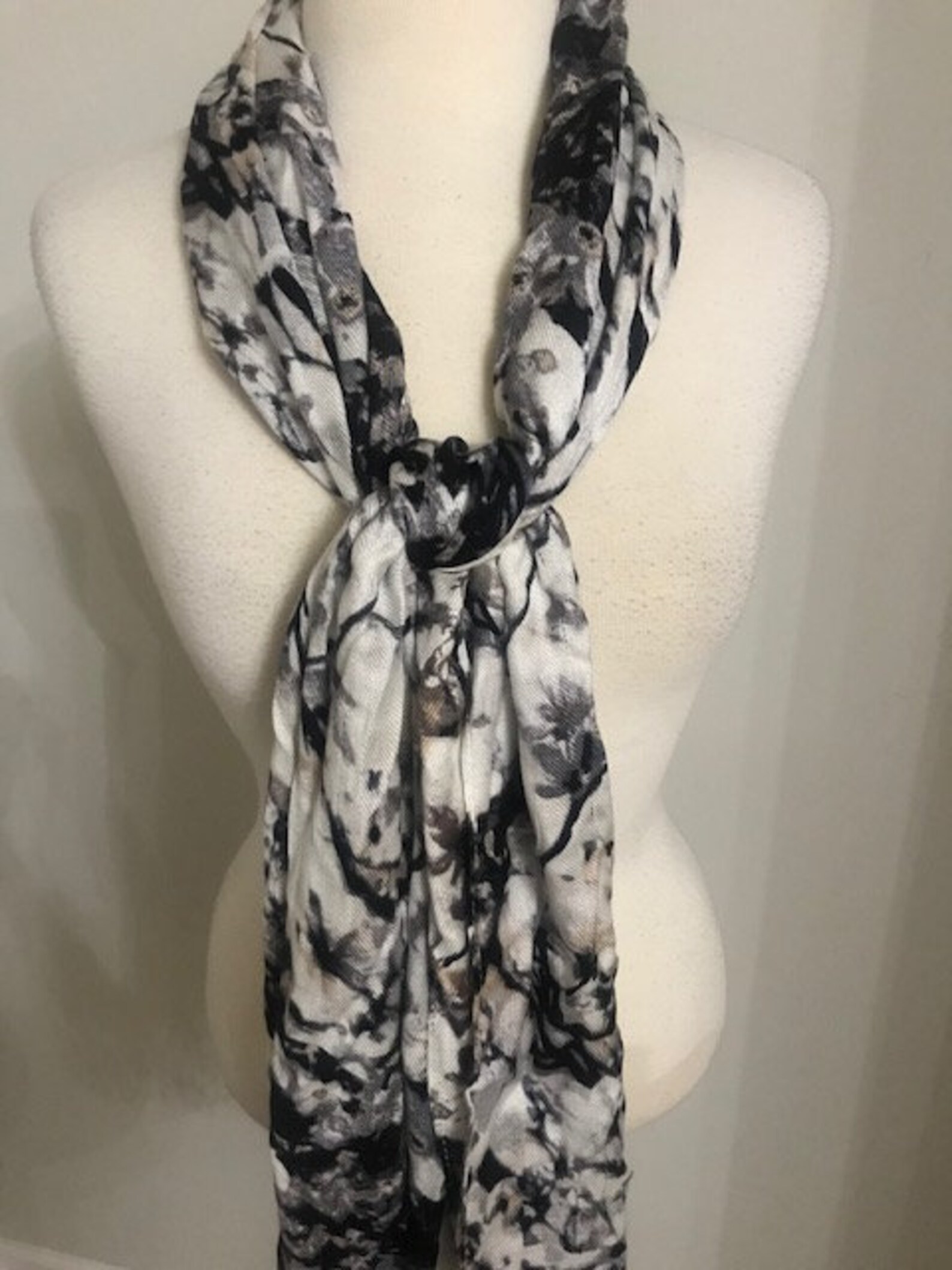 Vintage Printed Scarve Floral Long Scarve With Fringes - Etsy