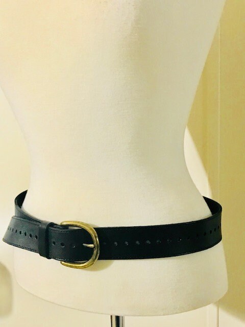 Leather Black Belt, Wide Belt With Big Buckle, Genuine Leather, Unisex ...