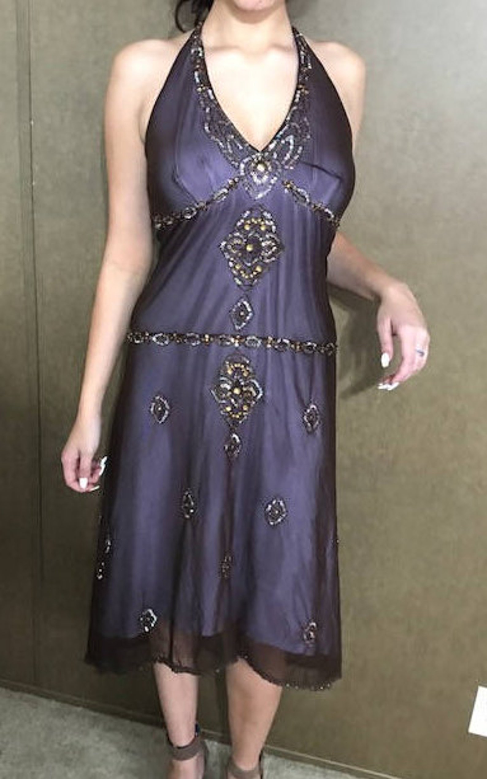 ON HOLD for Wendy Elegant Purple Halter Dress With Sequins and - Etsy