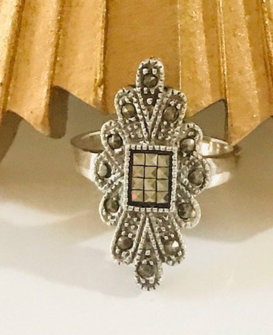 Vintage Sterling Marcasite Ring, 925 Silver, Victorian Ring, Gift for ...