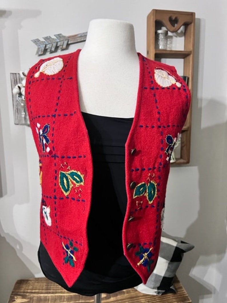 Lovely Red Wool Vest Christmas Vest for Women Holiday - Etsy