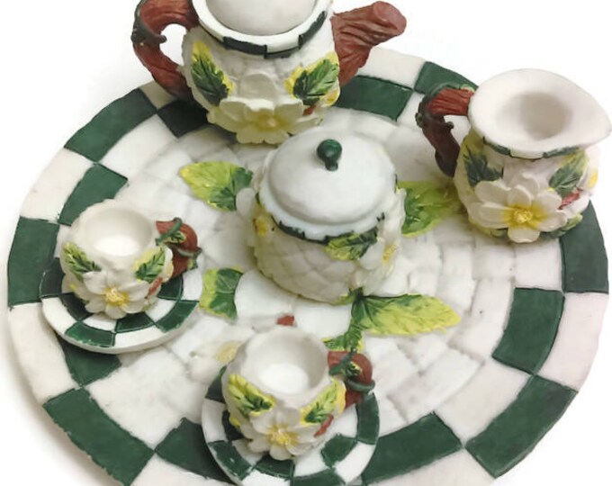 Miniature Tea Set Collectible Tea Set Daisies Resin Material by Young's ...
