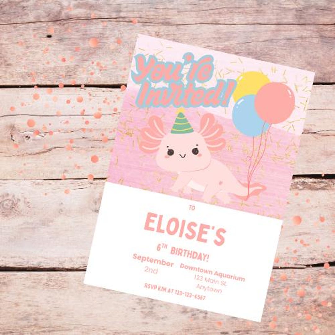 Axolotl Birthday Invitations - Printable - Etsy