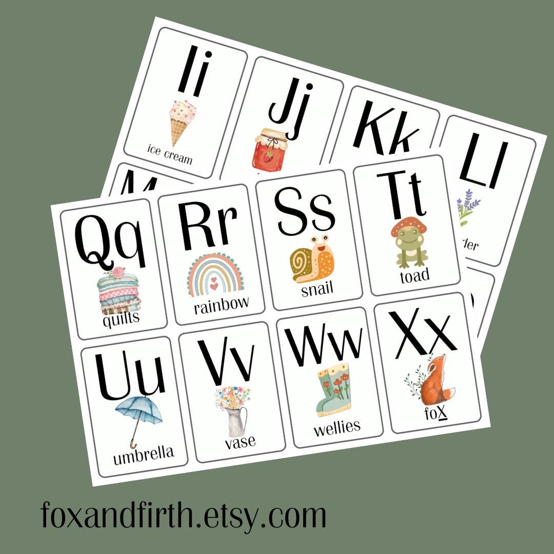 Cottagecore Themed Alphabet Flashcards - Etsy
