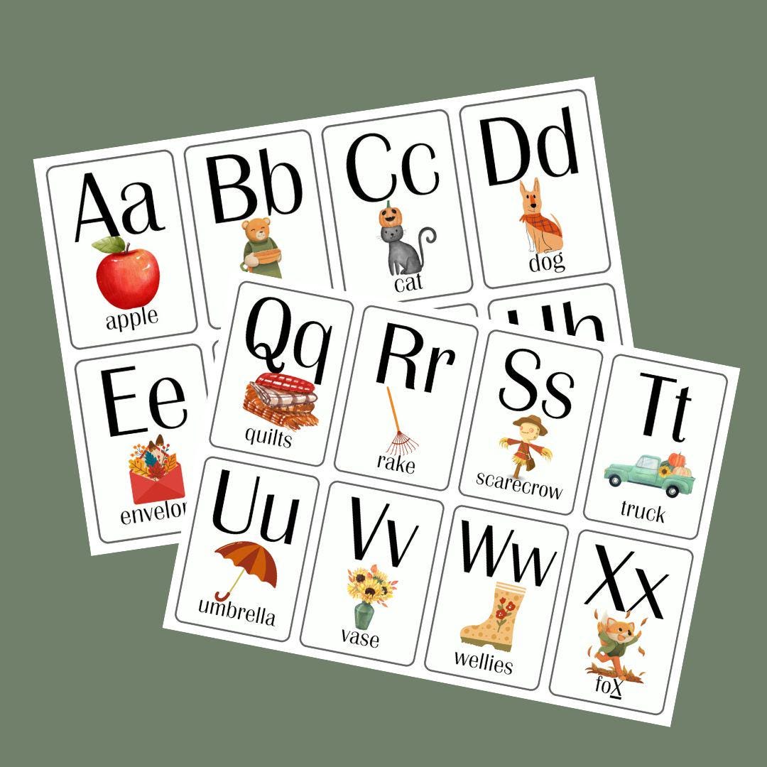 Fall Autumn Alphabet Flashcards - Etsy