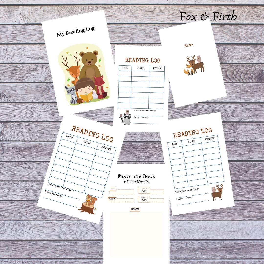 Woodland Reading Journal Log for Children - Etsy