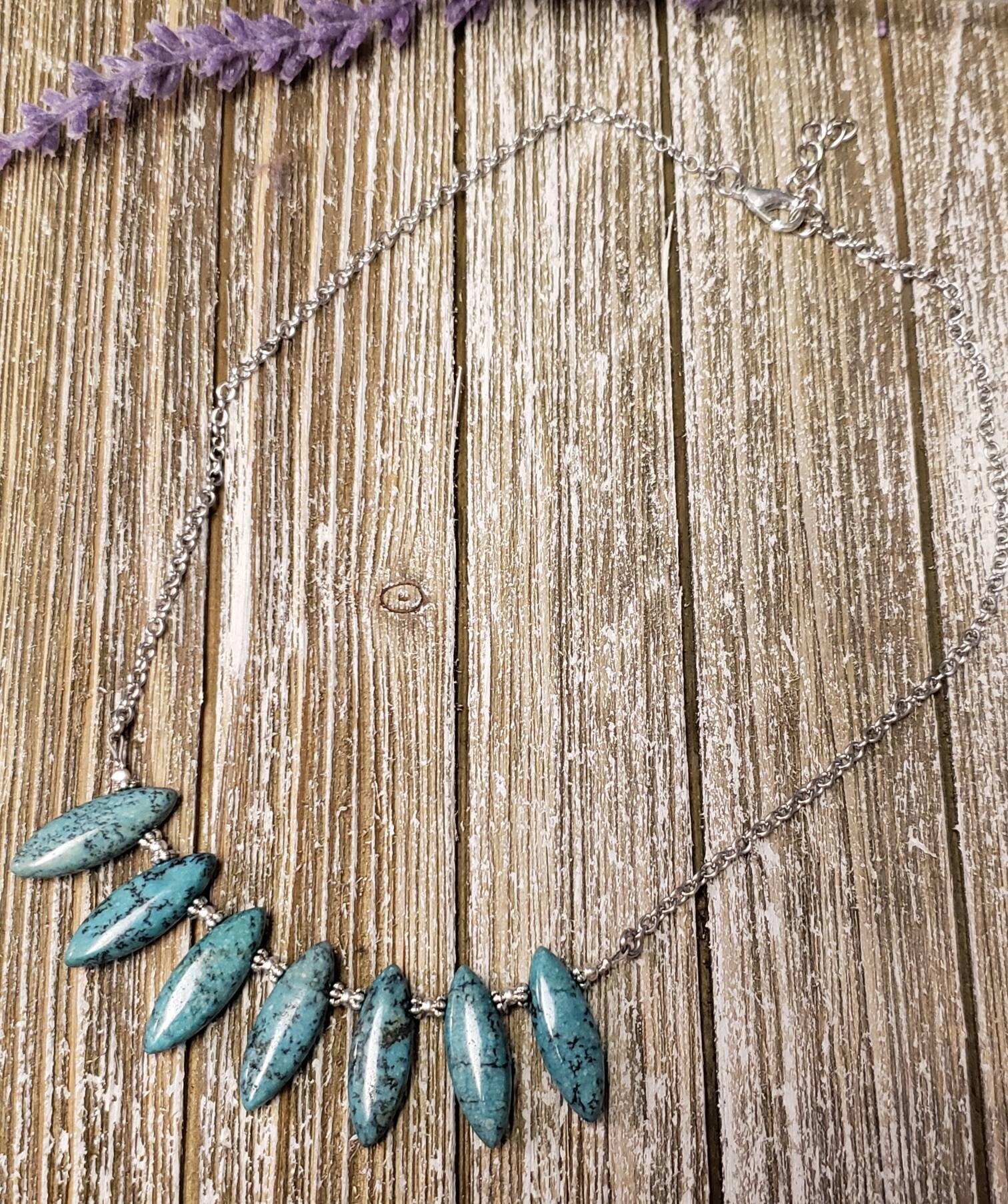 Genuine African Turquoise Fan Necklace/boho - Etsy