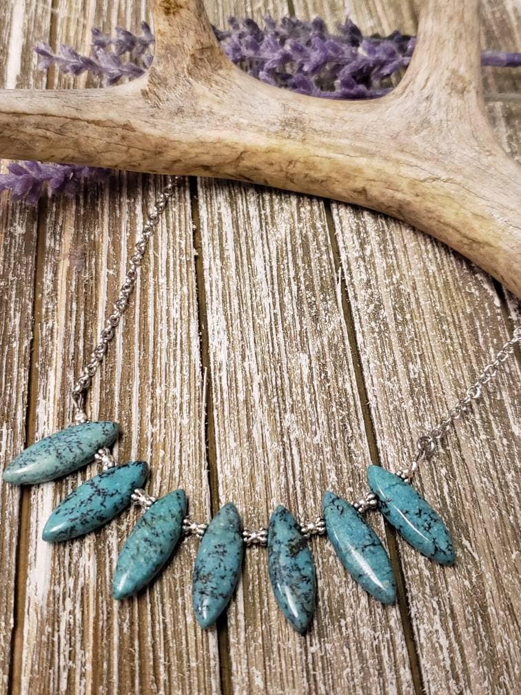 Genuine African Turquoise Fan Necklace/boho - Etsy