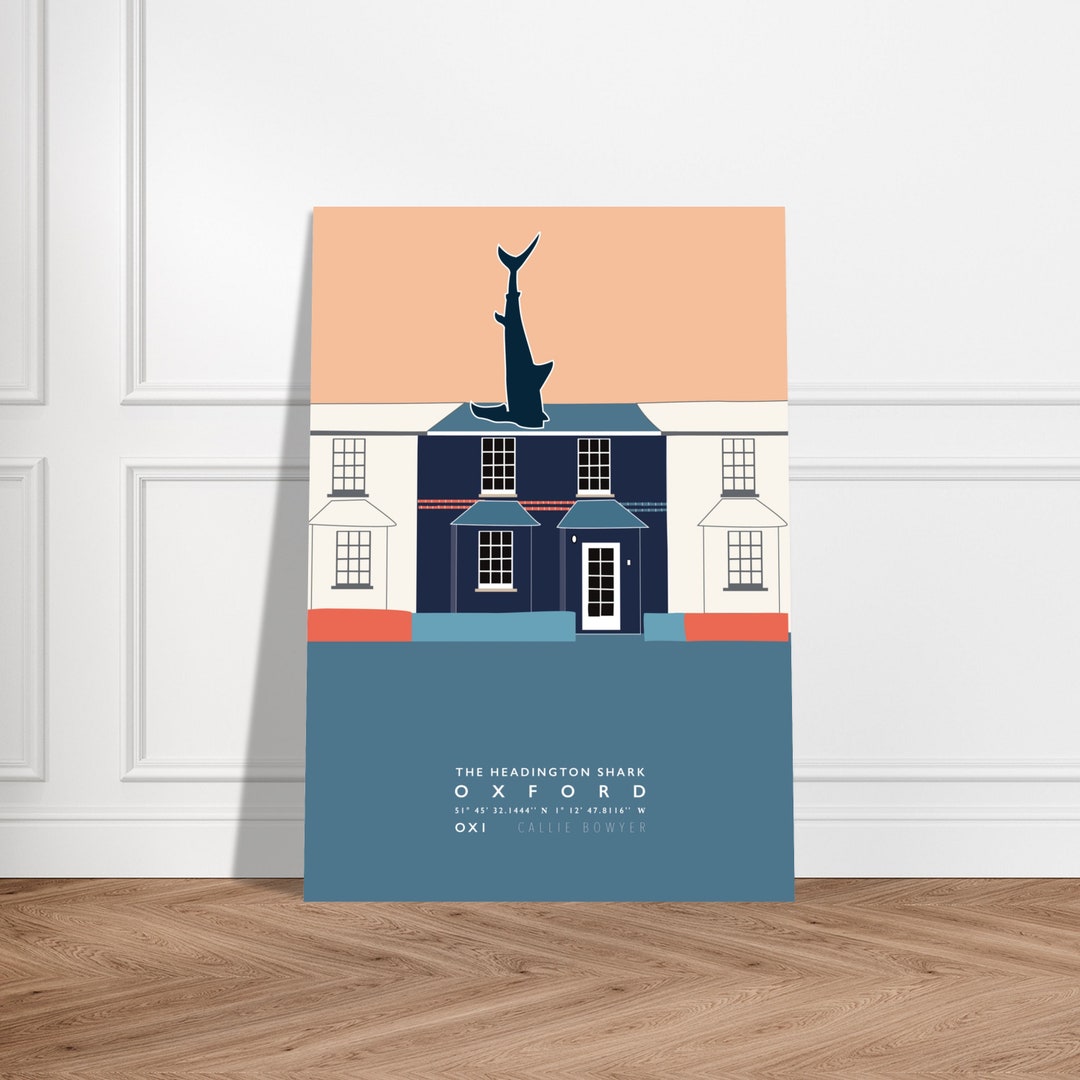 Oxford Headington Shark | Art Print | Travel Poster - Etsy
