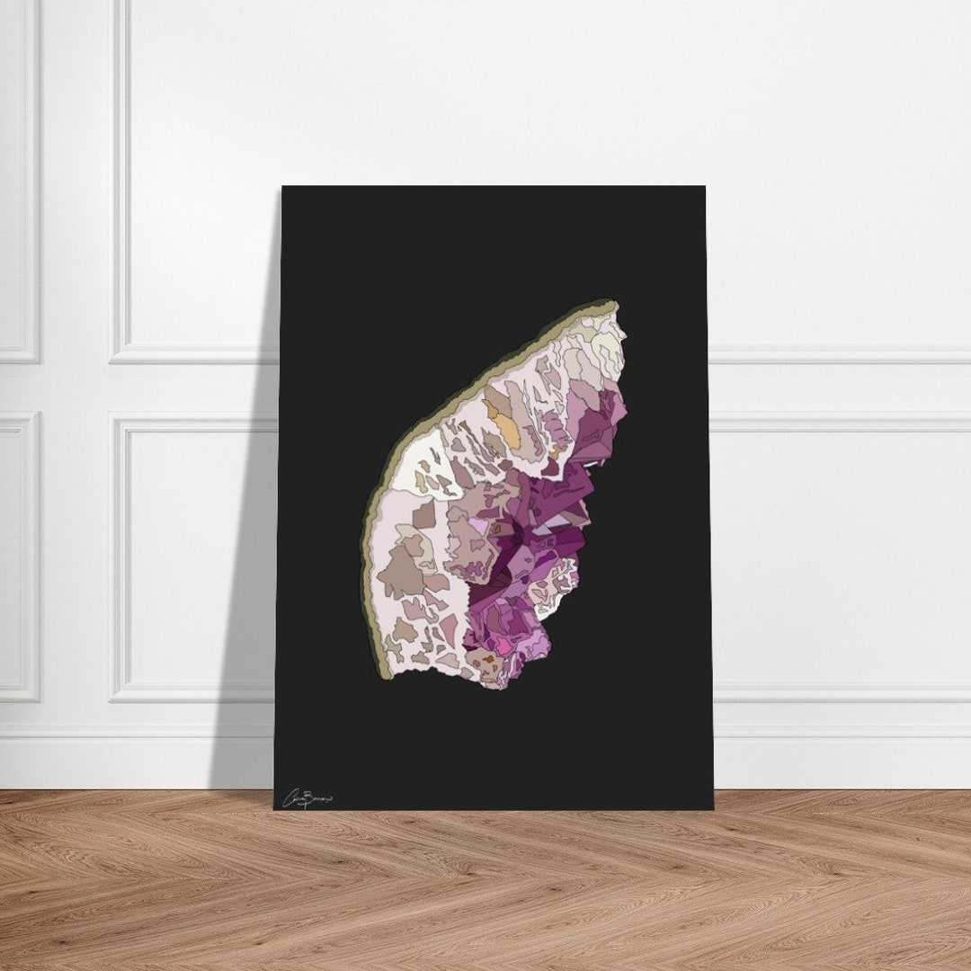 Amethyst Crystal | Art Print | Geode Poster | Black - Etsy