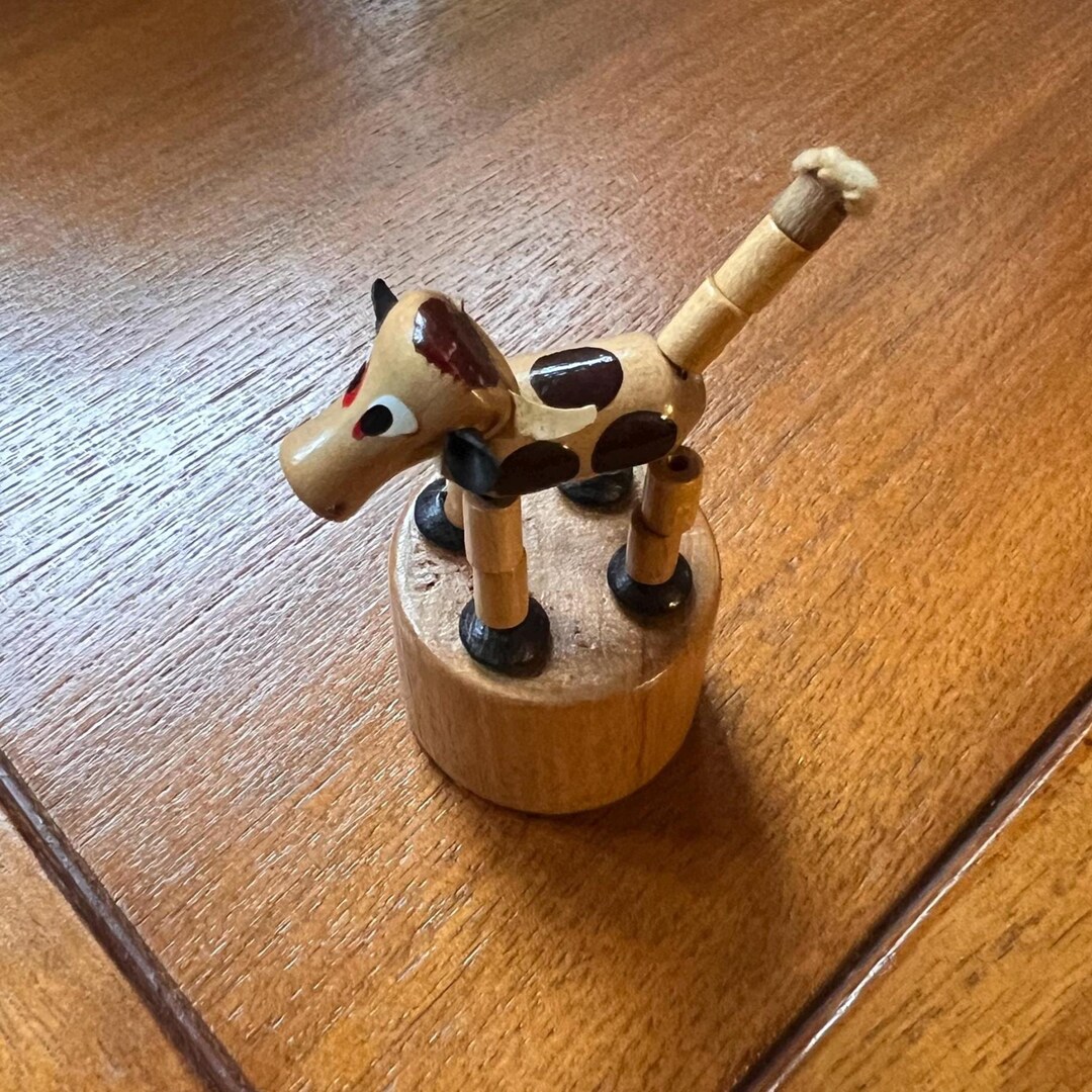 Vintage Wooden Thumb Push Puppet Cow - Etsy