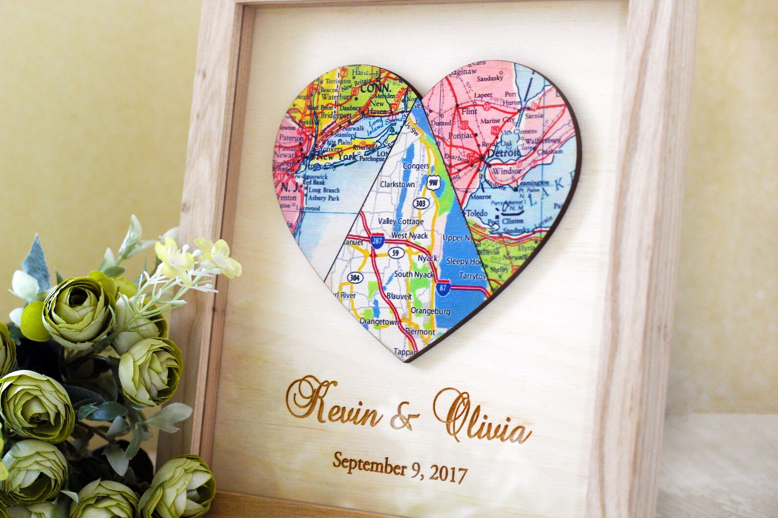 Anniversary Gift Map Heart Art Unique Wedding Gift for | Etsy