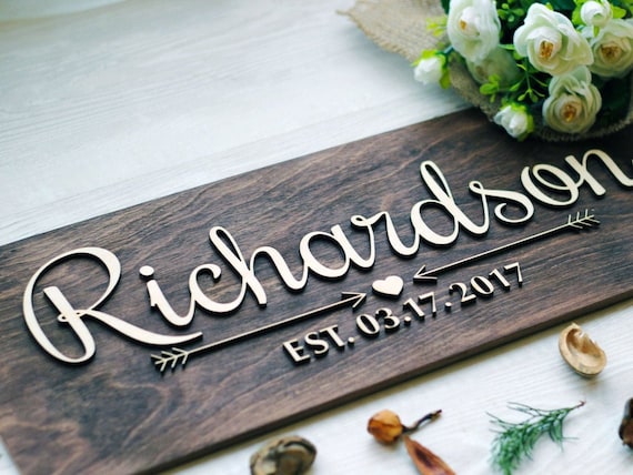 Family Name Sign Personalized Wedding Gift Bridal Shower - Etsy