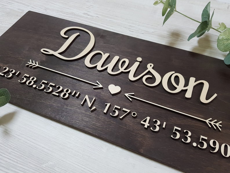 Coordinates Wood Sign, Personalized Anniversary Gift - Etsy