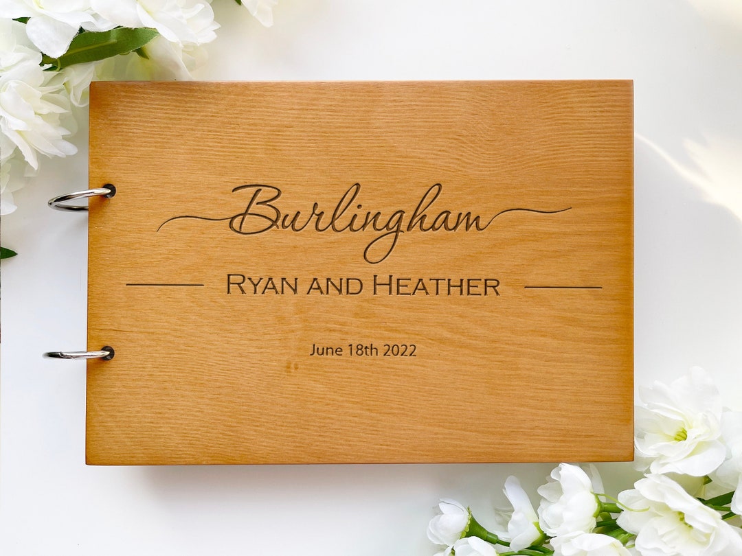 Engraved Wooden Wedding Guest Book: Rustic Photo Album - Etsy