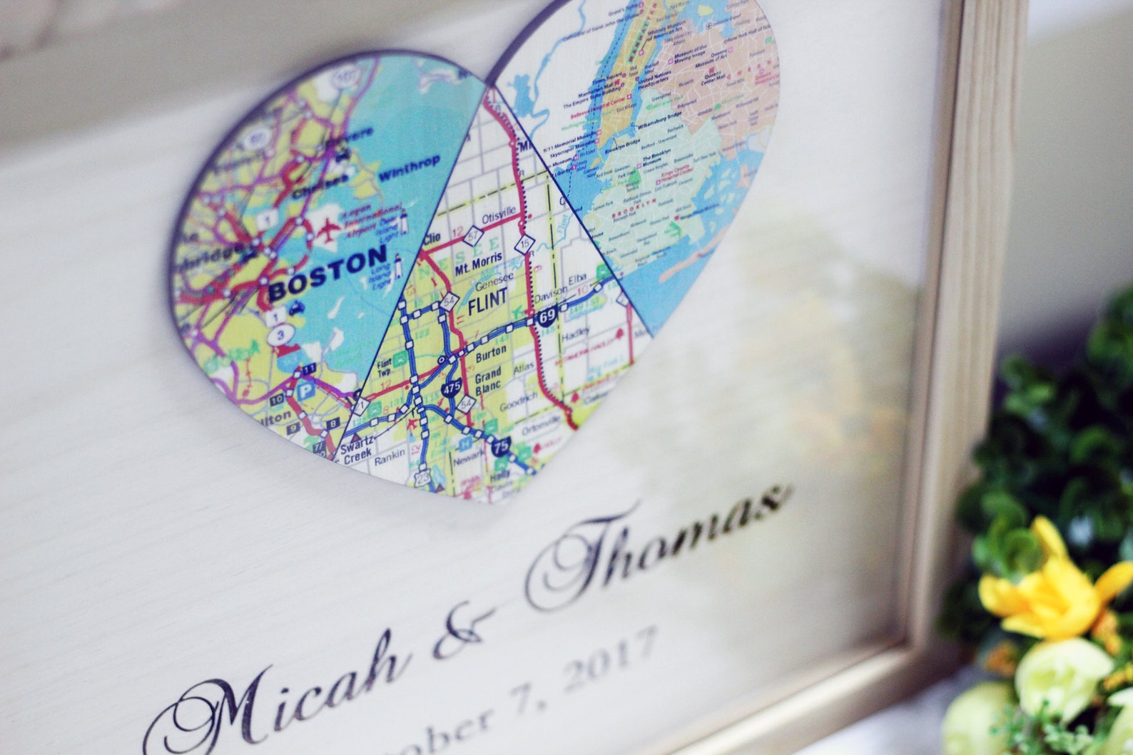 Anniversary Gift Map Heart Art Unique Wedding Gift for | Etsy