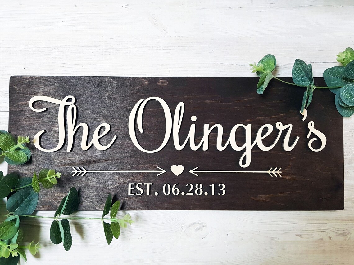 Wedding Last Name Sign 3D Bridal Shower Gift Established - Etsy