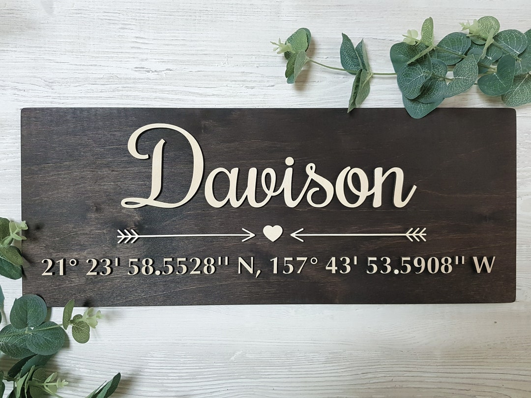Latitude Longitude Sign, Coordinates Sign, Personalized GPS Sign Custom ...