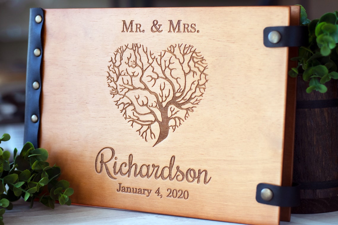 Wood Photo Album Family Tree Album Photo Guest Book Family | Etsy