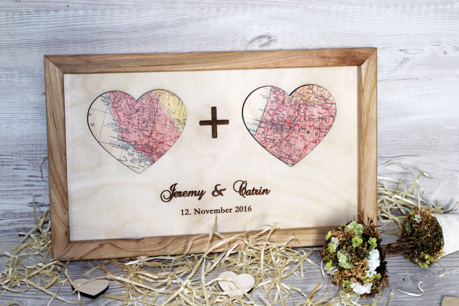 Map Heart Art Unique Wedding Gift Engagement Newlywed Gift - Etsy