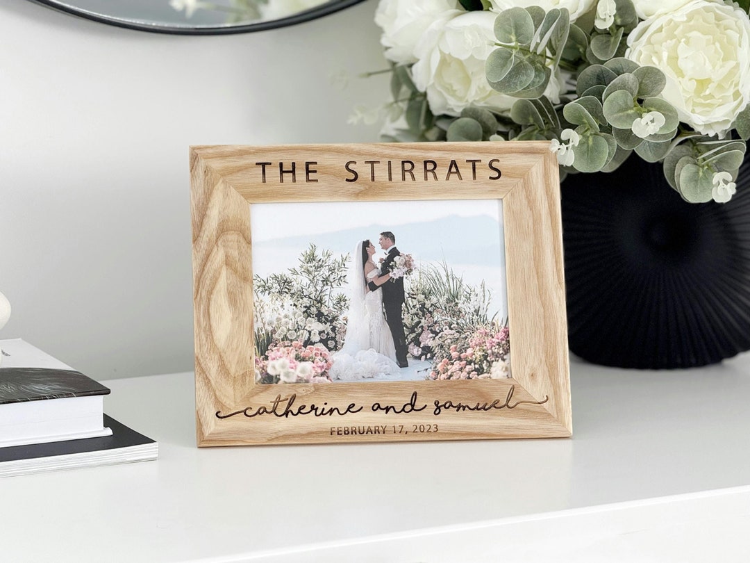 Wedding Gift for Couples, Rustic Wedding Photo Frame, Custom Picture ...