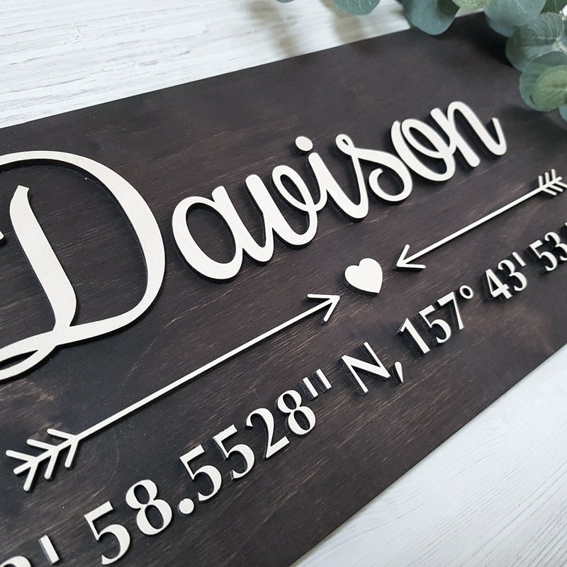 Wood Sign Latitude Longitude - Etsy