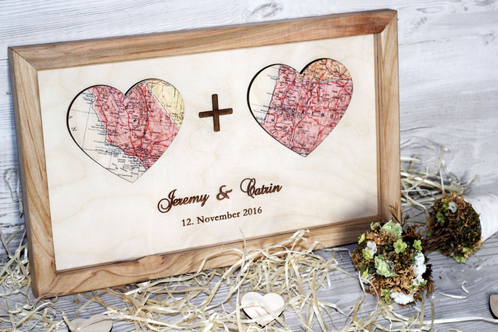 Map Heart Art Unique Wedding Gift Engagement Newlywed Gift - Etsy