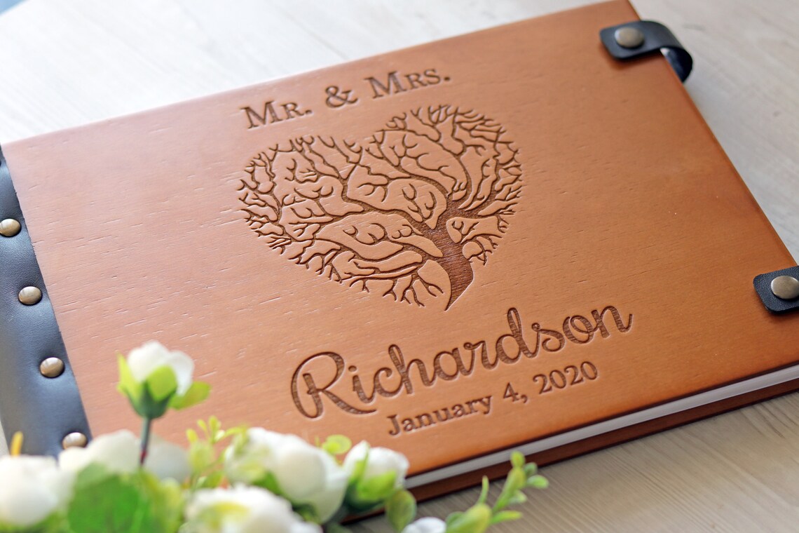 Wood Photo Album Family Tree Album Photo Guest Book Family | Etsy