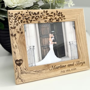 Wedding Photo Frame Personalized — Engraved Couples Names & Date ...