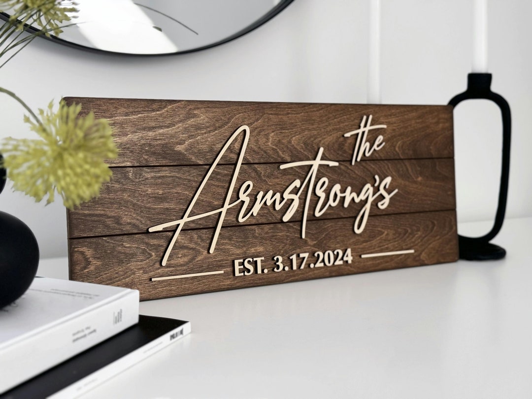 Personalized Wedding Gift for Newlywed, Last Name Established Sign ...