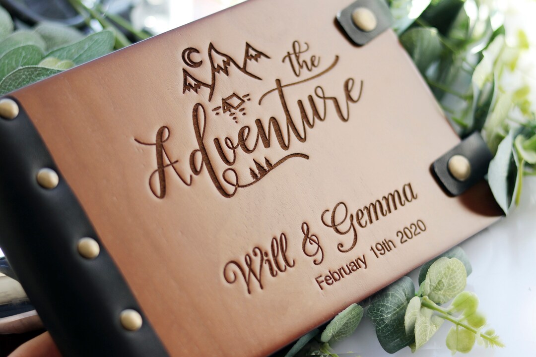 Wooden Our Adventure Book Engraved With Your Personalization in Leather ...