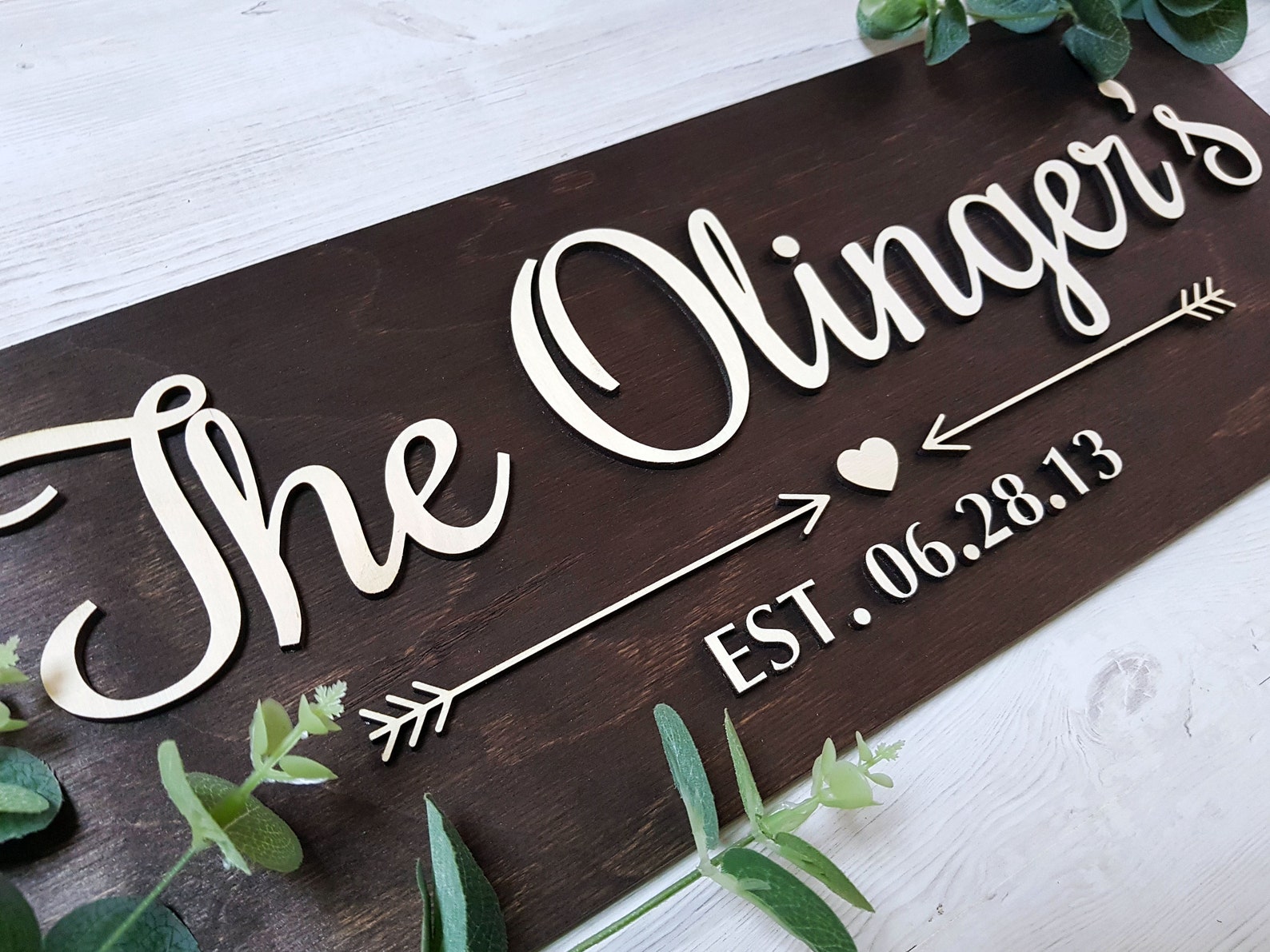 Wedding Last Name Sign 3D Bridal Shower Gift Established - Etsy