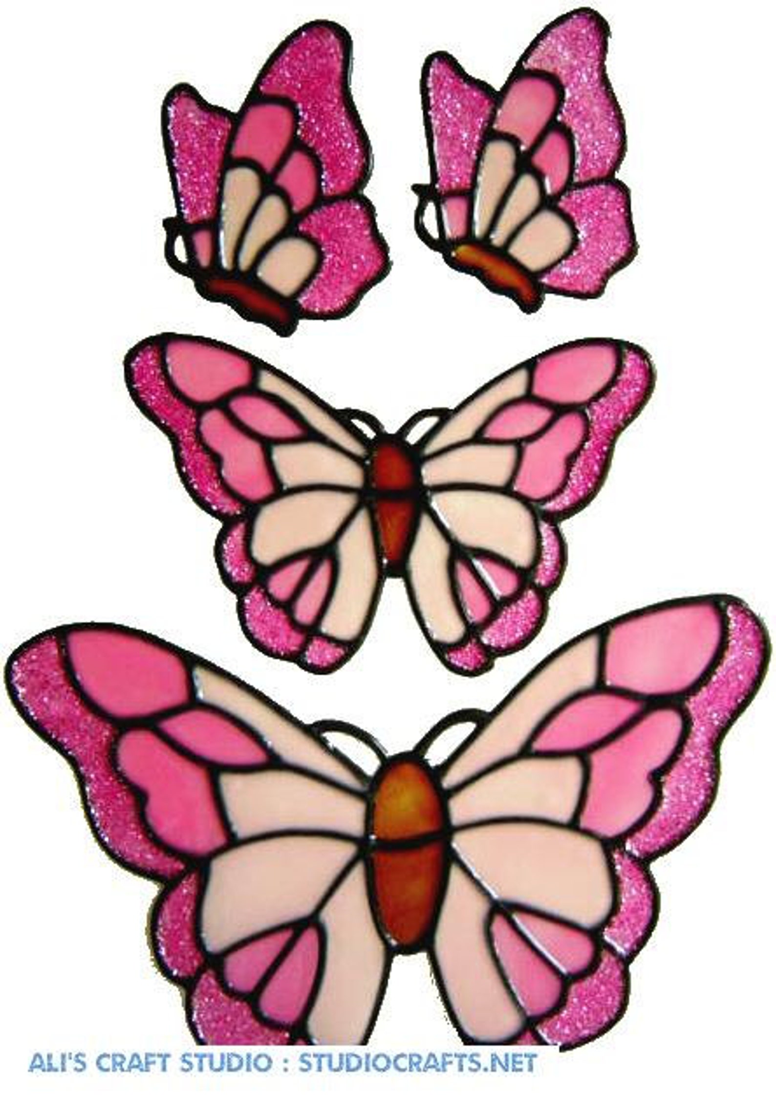 Butterfly Window Clings, Set of 4 Hand Painted Stained Glass Effect ...