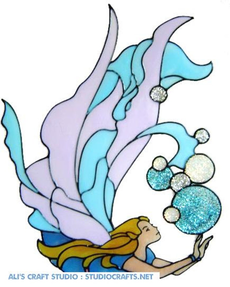 Mermaid Fairy Handpainted Window Cling - Get the Look of Stained Glass ...