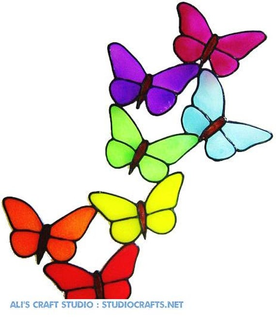 Butterflies Spray or Individual Hand Painted Stained Glass | Etsy