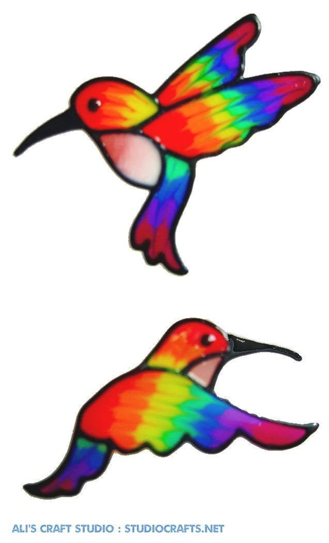 Set of Two Rainbow Hummingbirds Handpainted Window Cling - Get the Look ...