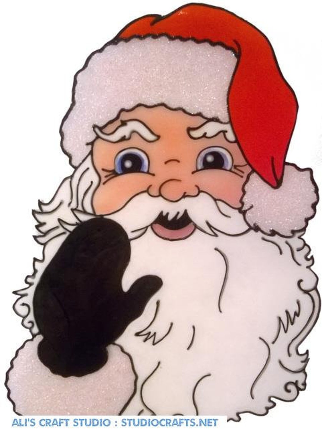 Large Santa Face Handmade Peelable Window Cling - Get the Look of ...