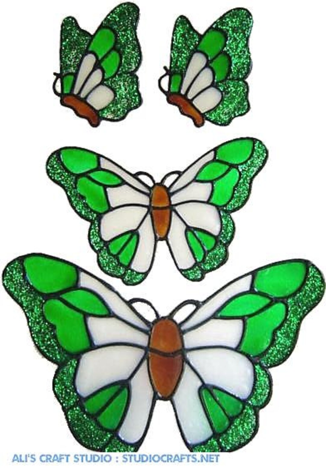 Butterfly Window Clings, Set of 4 Hand Painted Stained Glass Effect ...