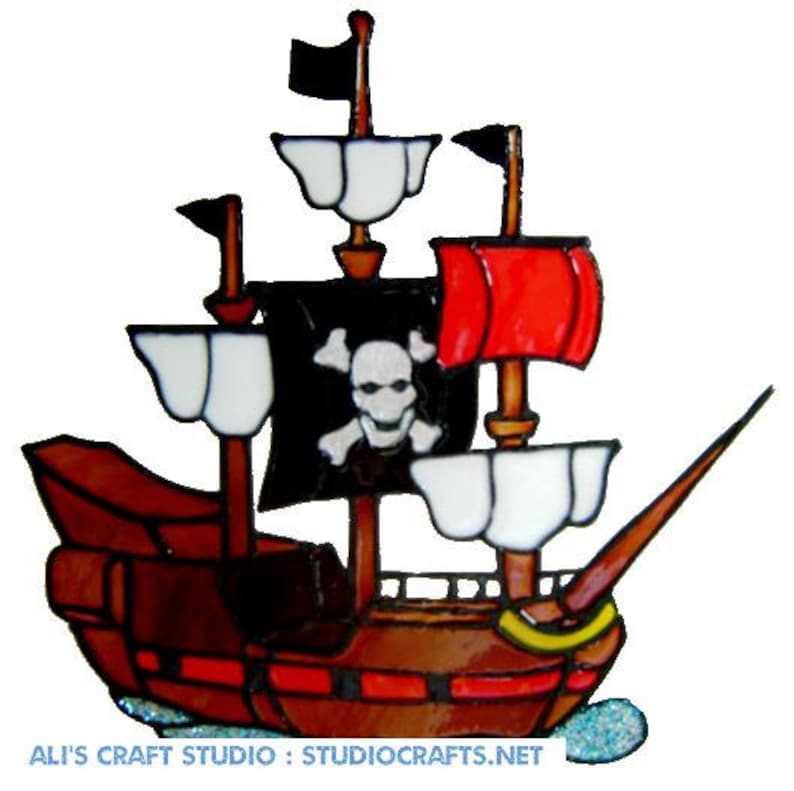 Pirate Ship Handpainted Window Cling Get the Look of Stained - Etsy