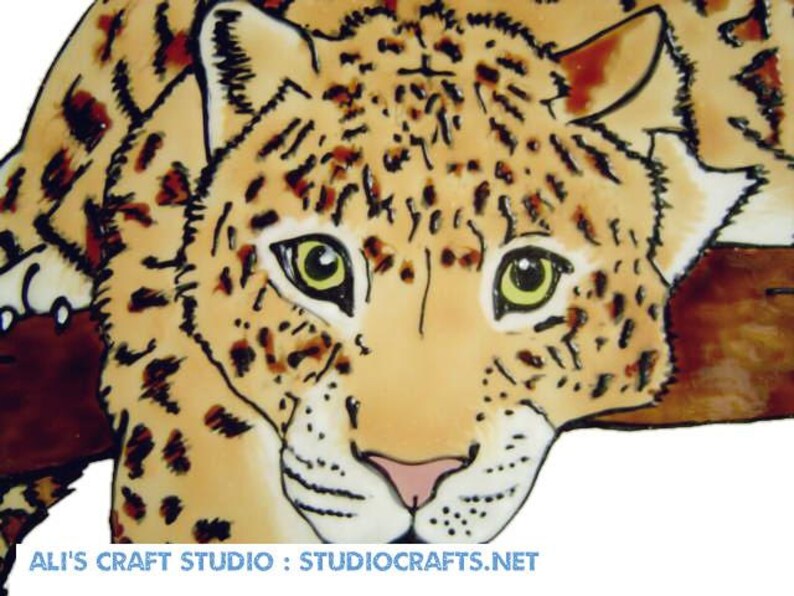 Leopard Handpainted Window Cling - Get the Look of Stained Glass (ref ...