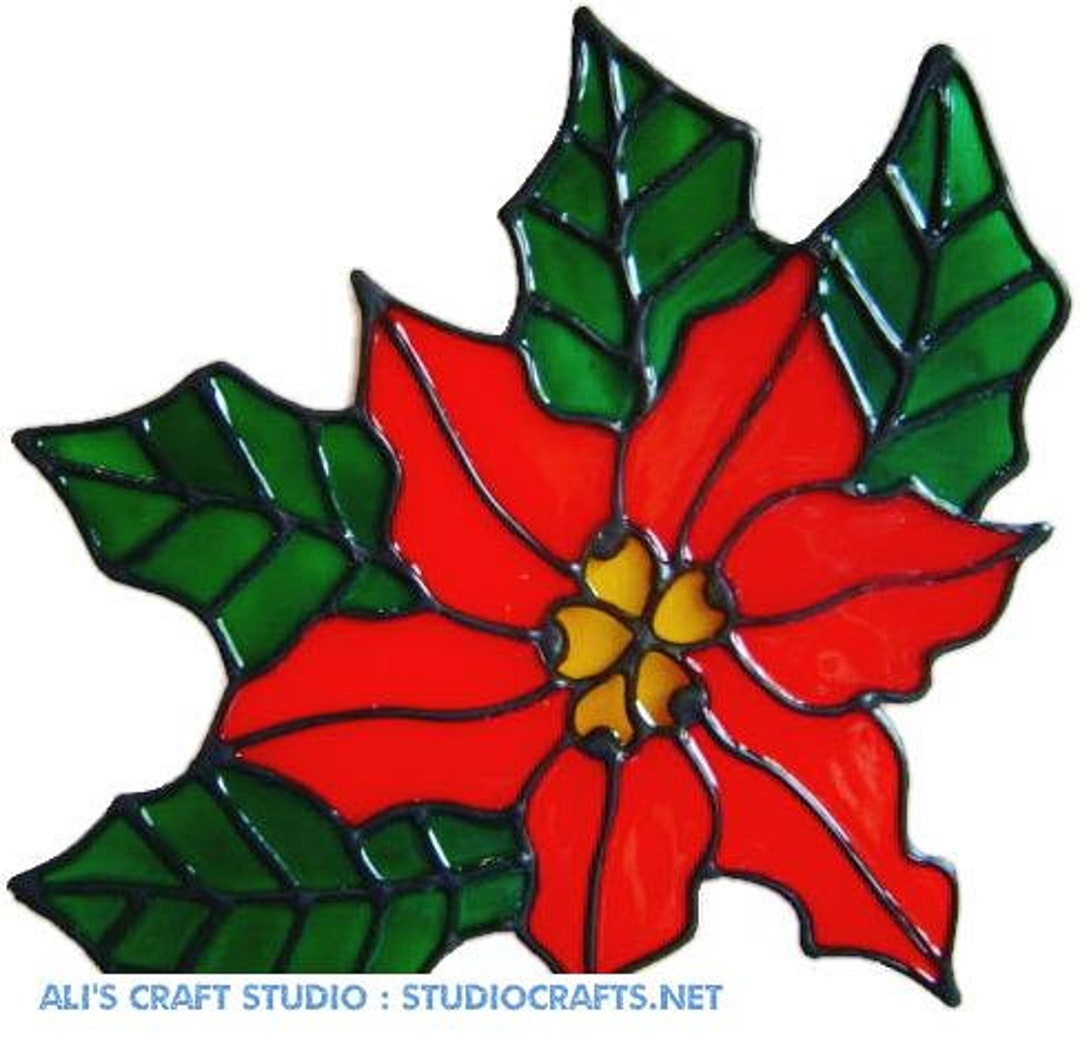 Christmas Poinsettia Window Cling - Handpainted, Get the Look of ...