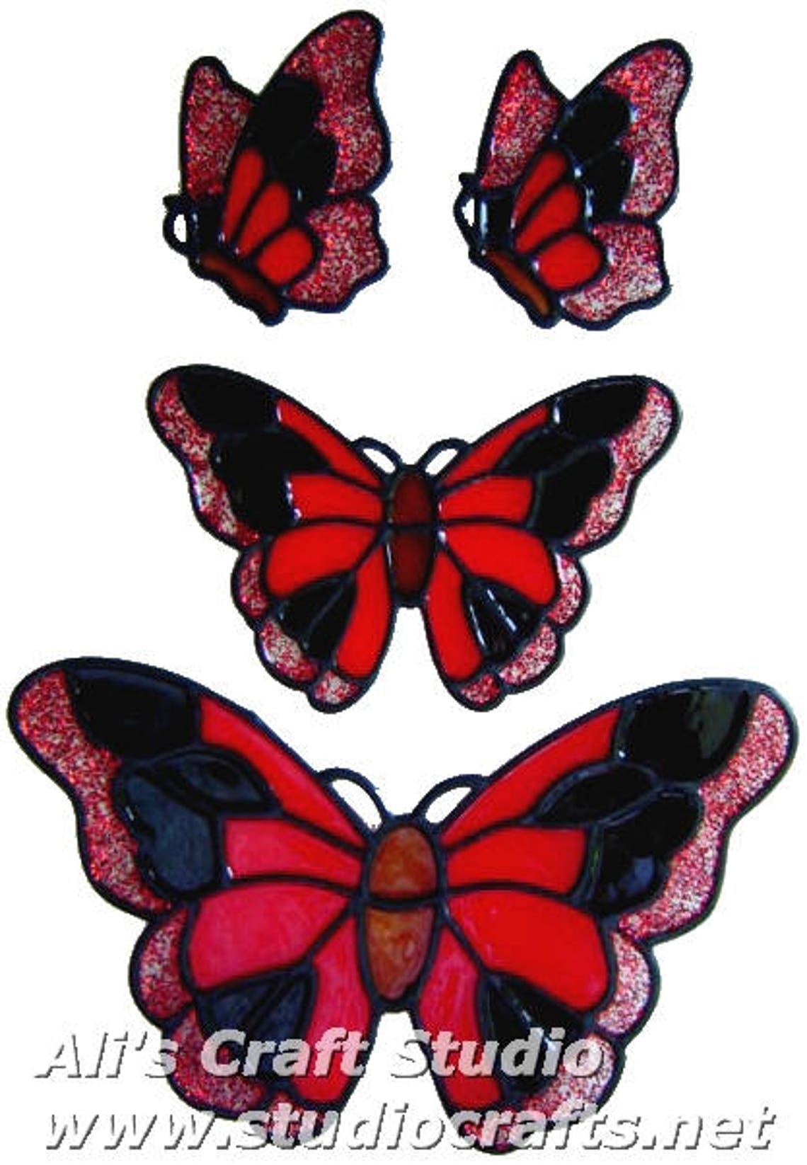 Butterfly Window Clings, Set of 4 Hand Painted Stained Glass Effect ...