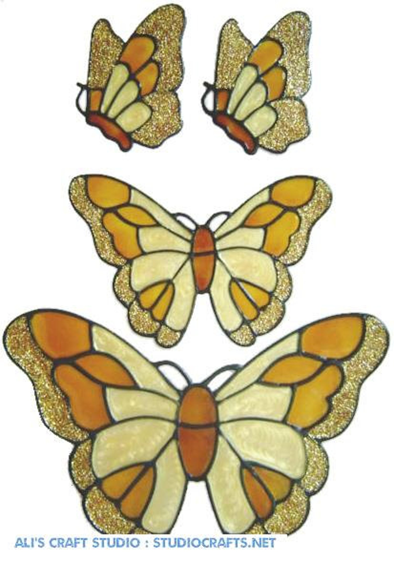 Butterfly Window Clings, Set of 4 Hand Painted Stained Glass Effect ...