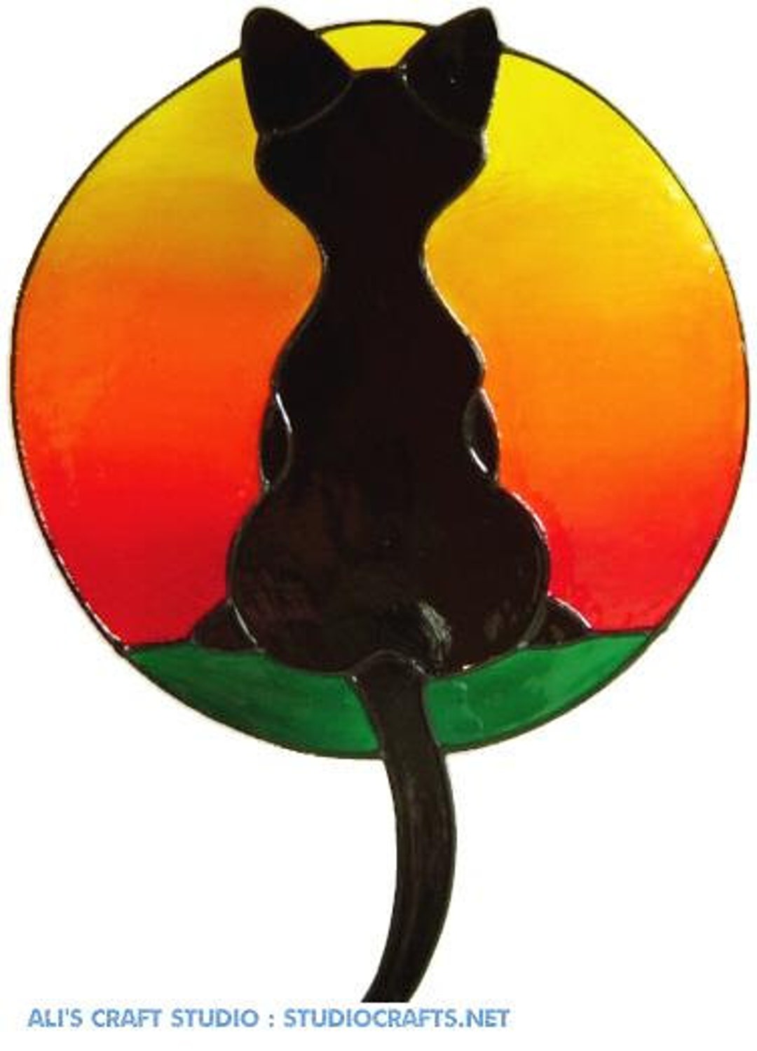 Sunset Cat Handpainted Window Cling - Get the Look of Stained Glass ...
